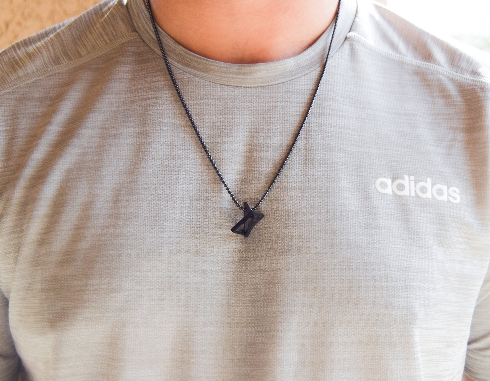 Interlocking Triangle Square Pendant Necklace, Geometric Stainless ...