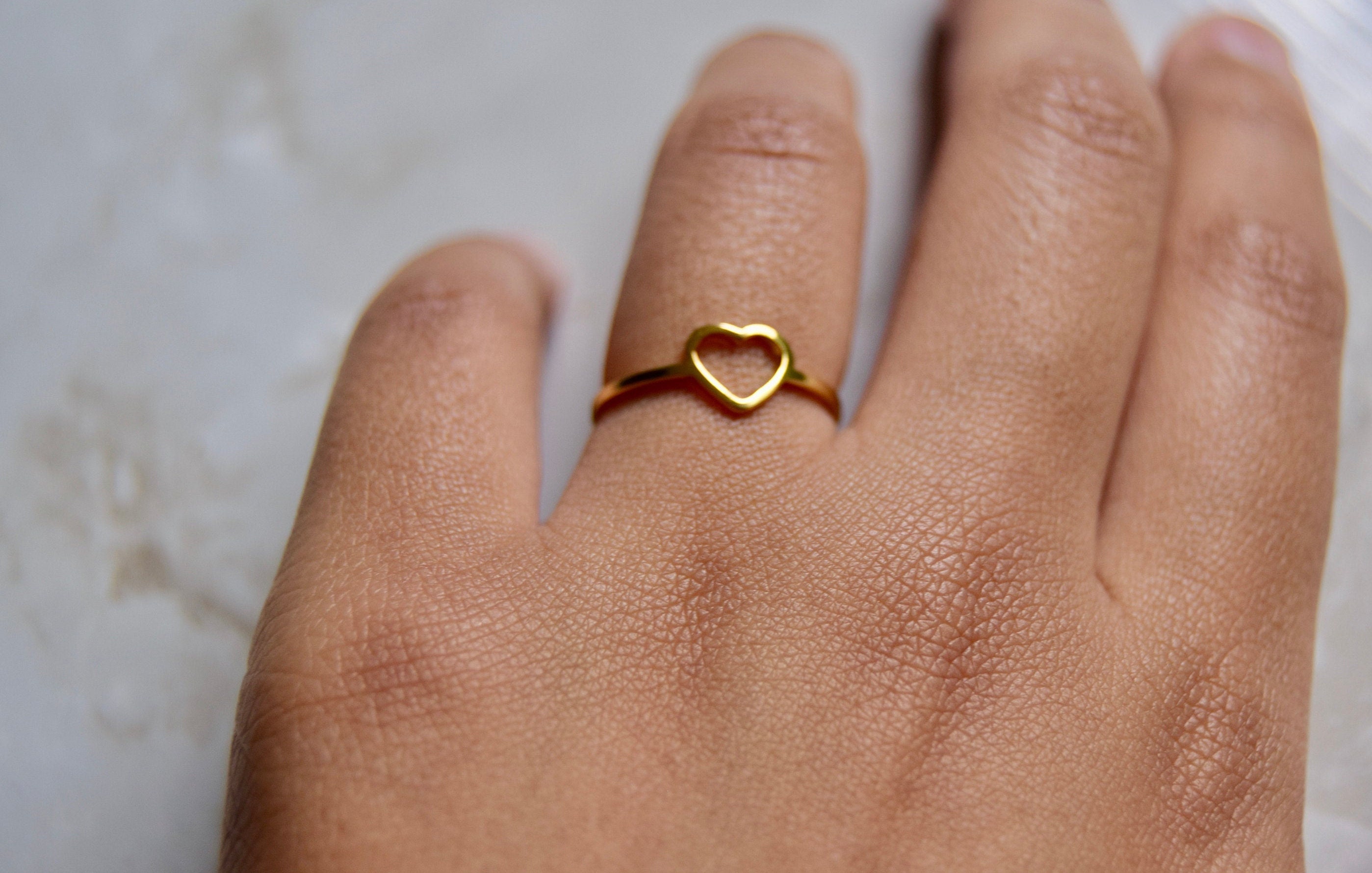 Dainty Heart ring Silver Gold heart ring delicate ring | Etsy