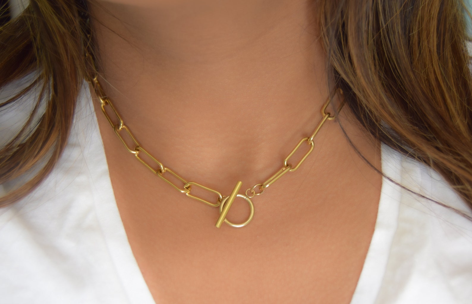 Paperclip Chain Necklace Chain Link Necklace Chain Layering | Etsy