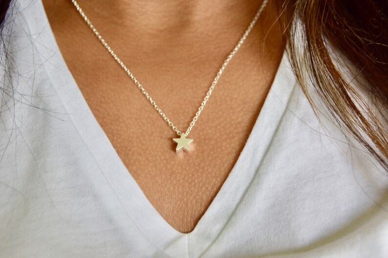 Tiny Star Necklace, Bridesmaid Gift , Dainty Star Necklace, Rose Gold ...