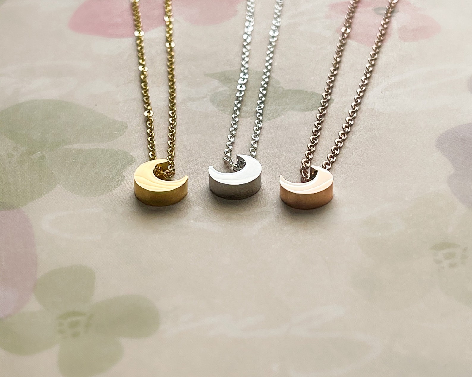 Tiny Moon Necklace Bridesmaid Gift Dainty Moon Necklace - Etsy