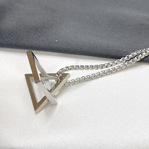 Interlocking Triangle Square Pendant Necklace, Geometric Stacking ...