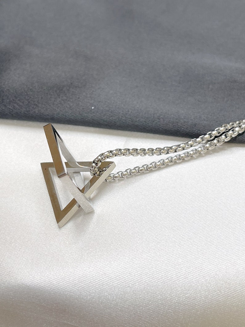 Interlocking Triangle Square Pendant Necklace Geometric | Etsy