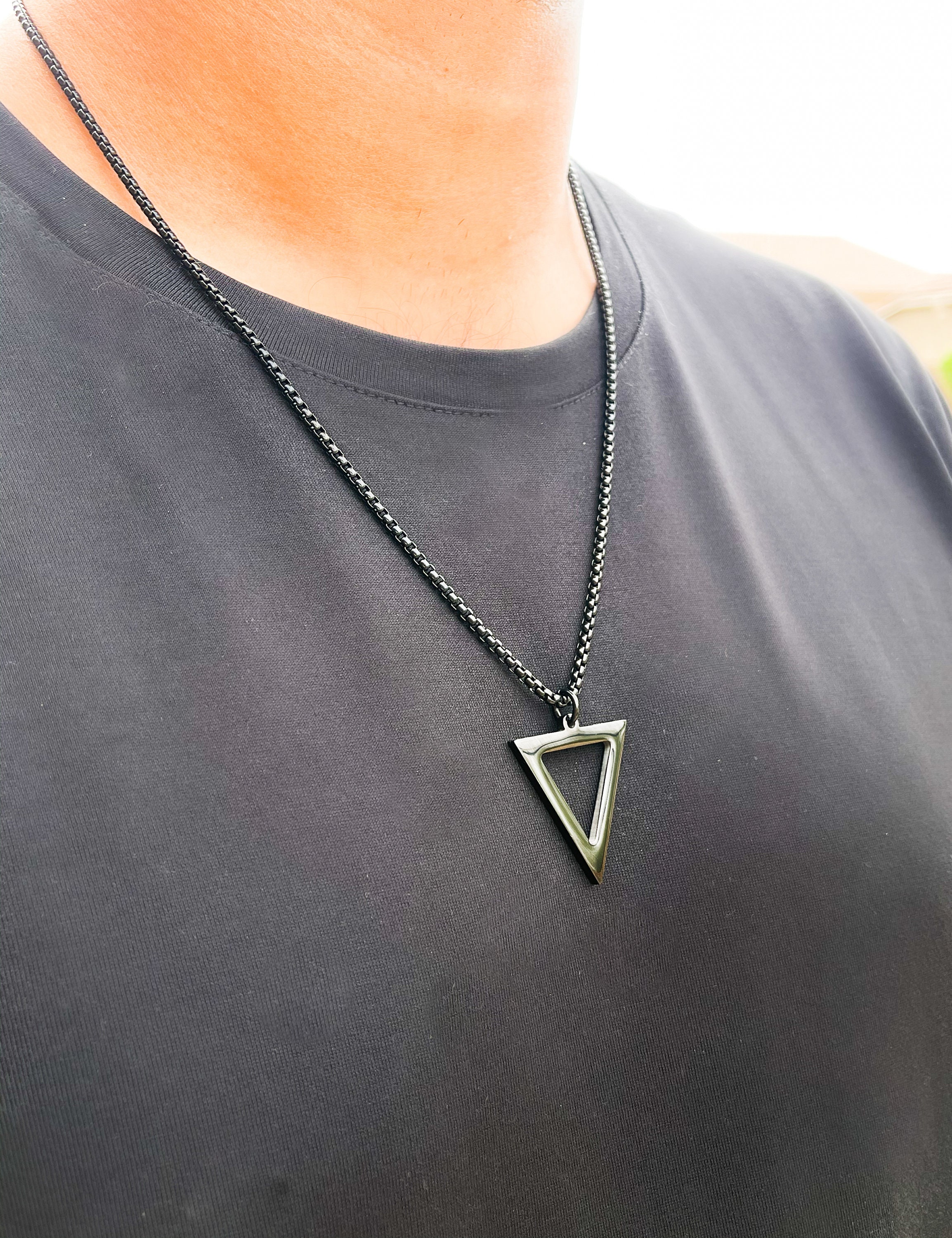 Triangle necklace for men groomsmen gift men's necklace | Etsy