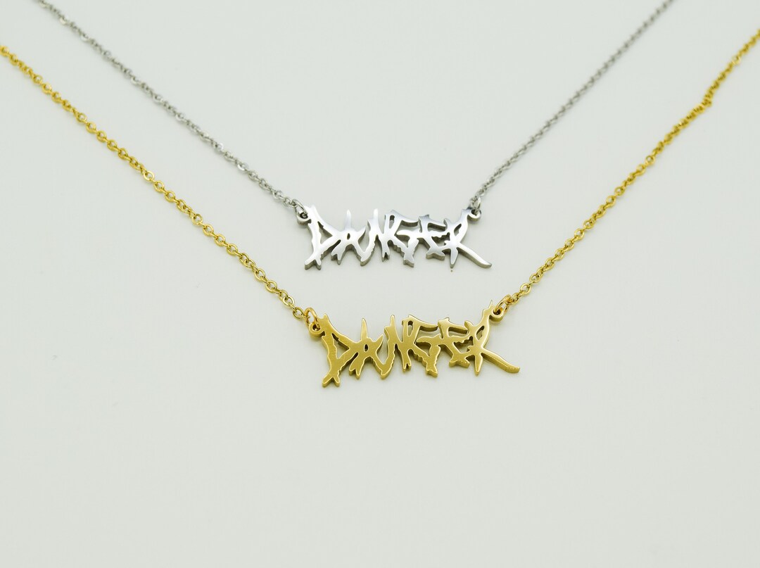 Danger Necklace, Danger Name Necklace, Danger Pendant, Danger Chain ...
