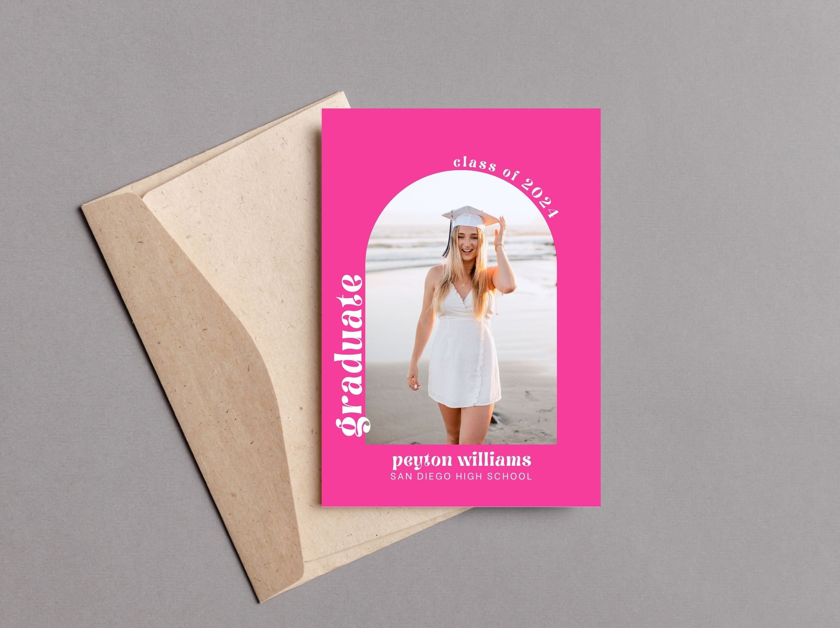 Hot Pink Grad Party Invitation - Graduation Announcement - Simple Grad ...