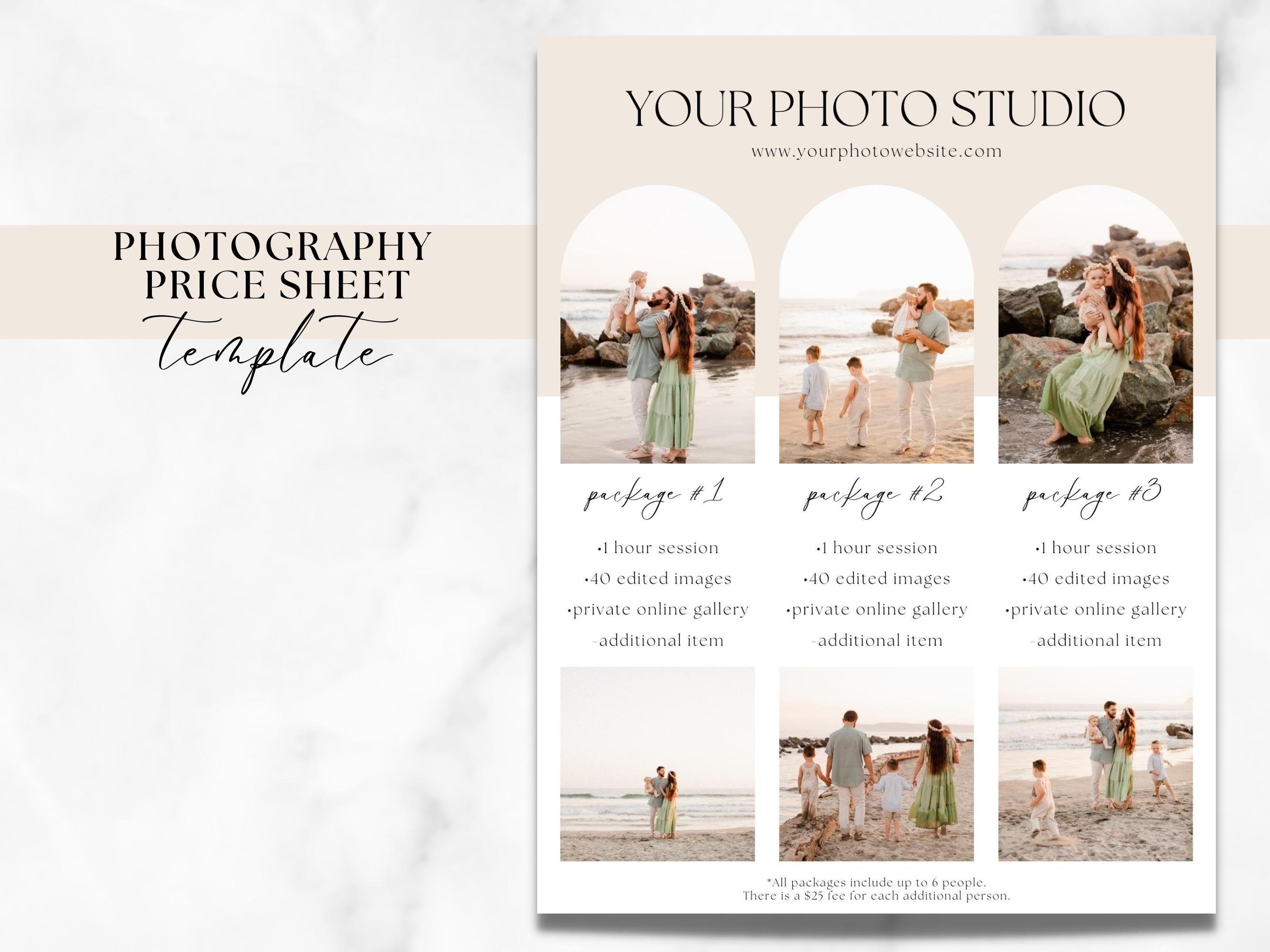 Family Photography Pricing Sheet Template: Canva Photo Guide (8.5x11in ...