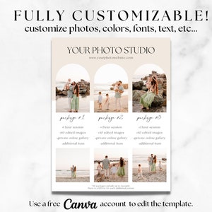 Family Photography Pricing Sheet Template: Canva Photo Guide (8.5x11in ...