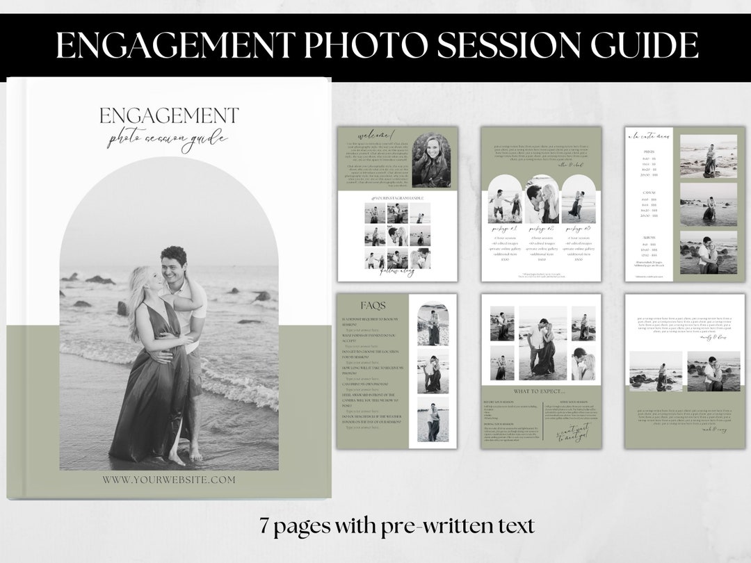 Engagement Photo Session Guide Photography Welcome Guide Canva Template ...