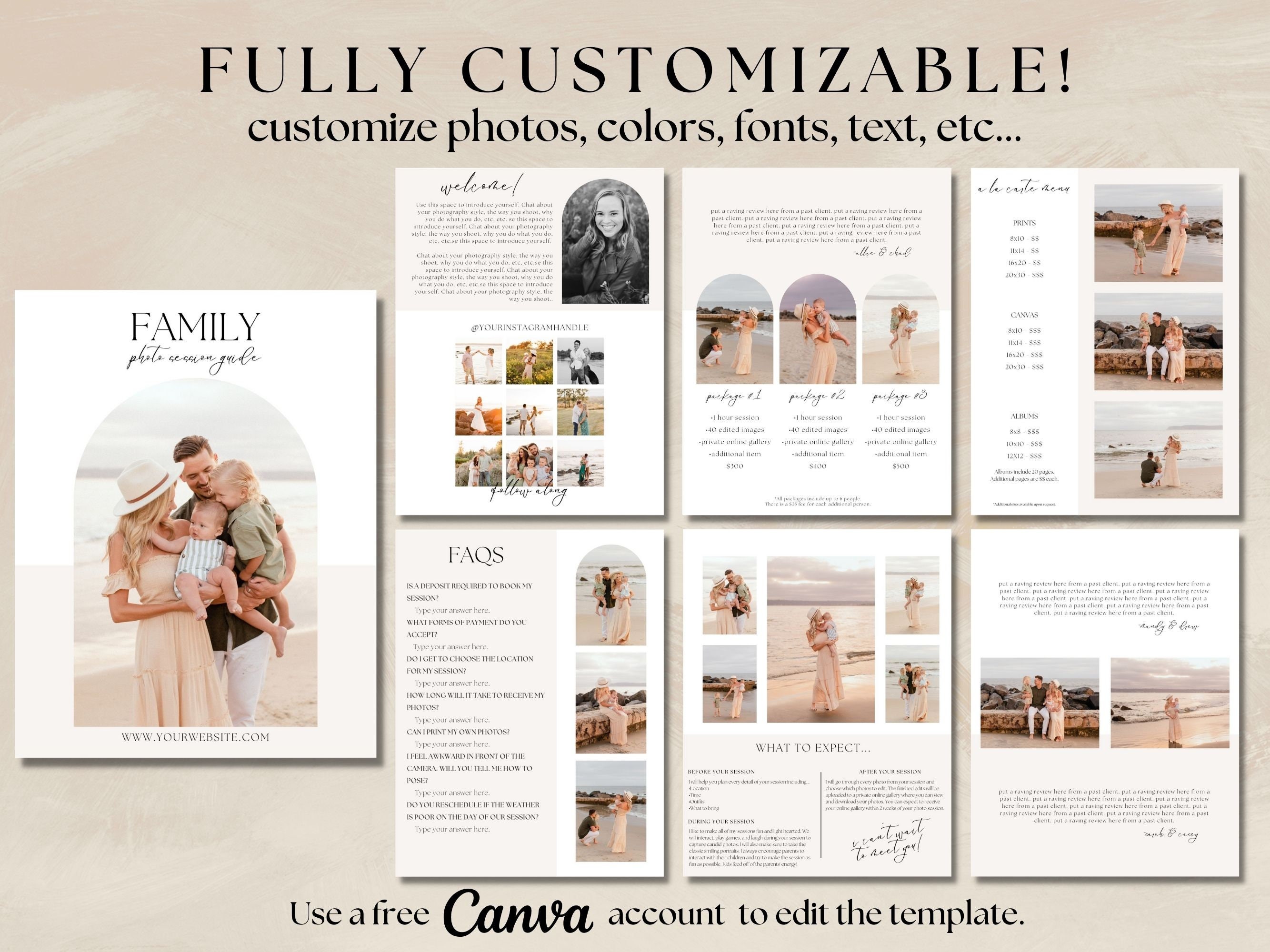Photography Welcome Guide | Canva Template for Photographers | Family ...