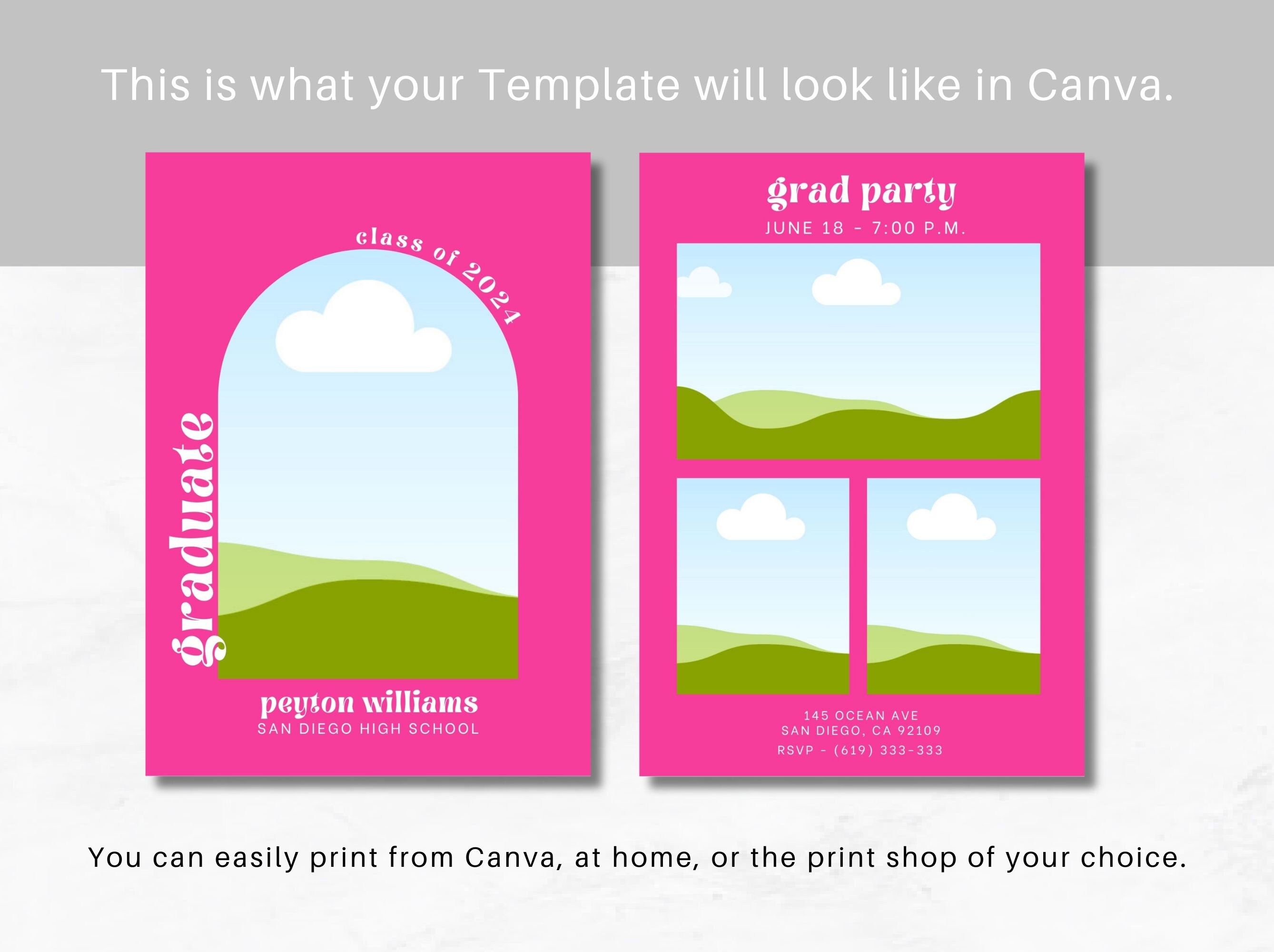 Hot Pink Grad Party Invitation - Graduation Announcement - Simple Grad ...