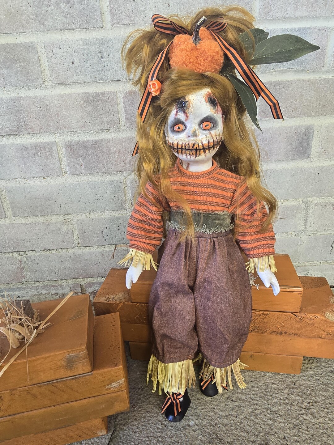 Creepy,scary Decor. Halloween Porcelain Scarecrow Doll. Collectable or ...