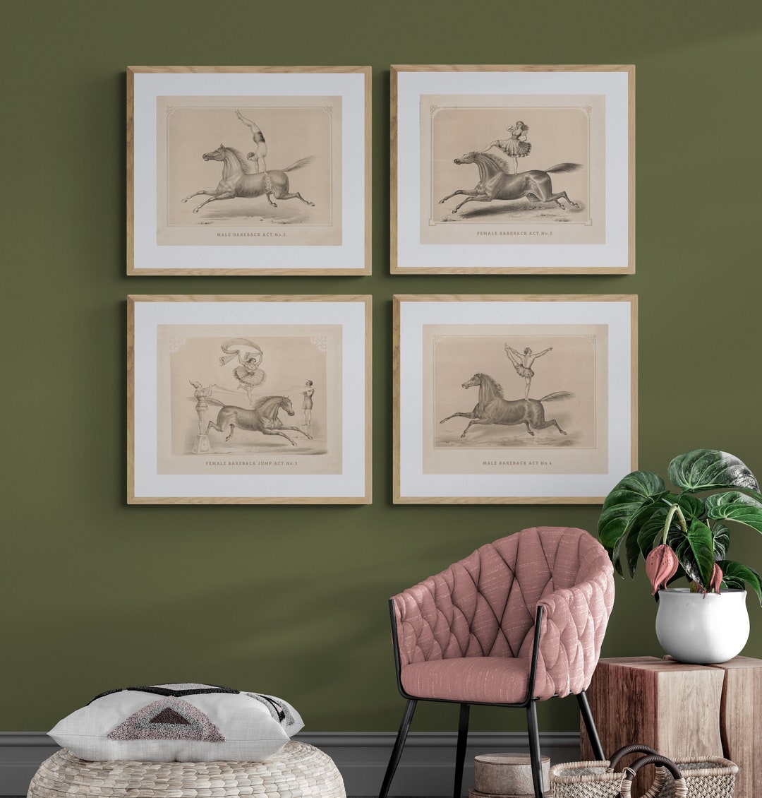 Vintage Equestrian Circus Prints, 1870s Horse Riders Wall Art (digital ...