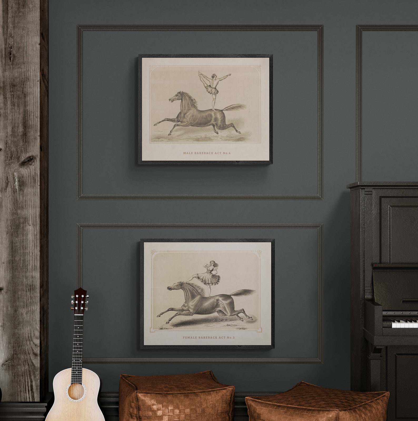 Vintage Equestrian Circus Prints, 1870s Horse Riders Wall Art (digital ...