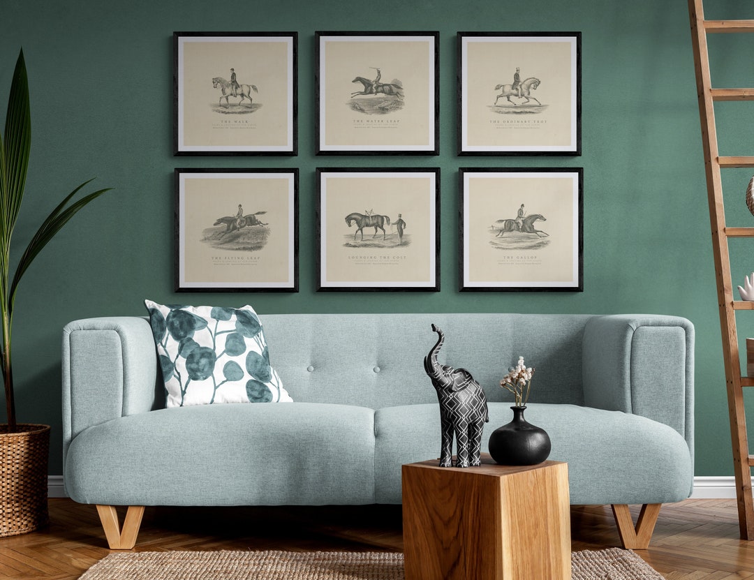 Set of 6 Vintage 1880s Equestrian Instant Downloadable Wall Art Prints ...