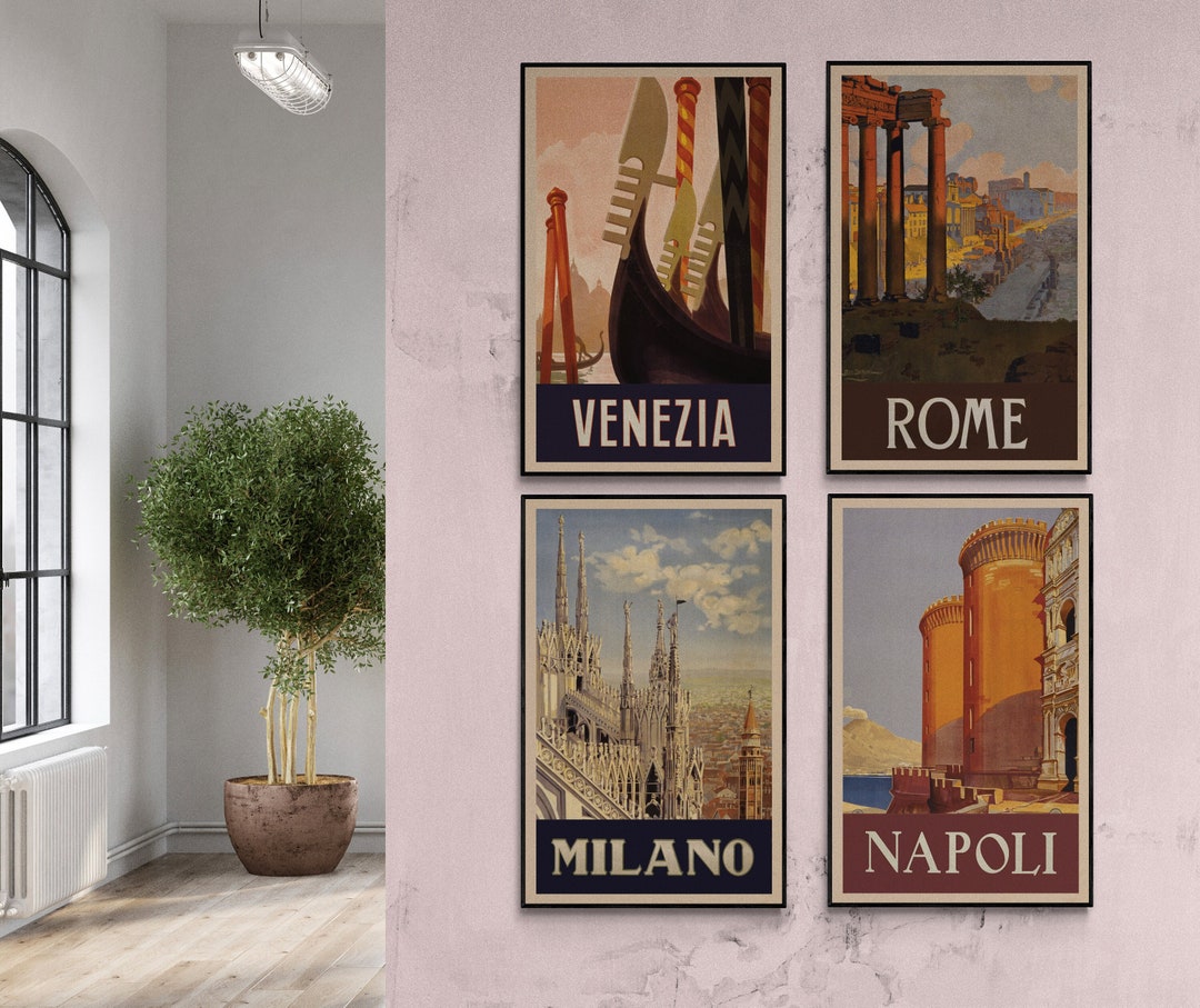 Set of 4 1920s Italian Travel Instant Downloadable Wall Art Prints ...