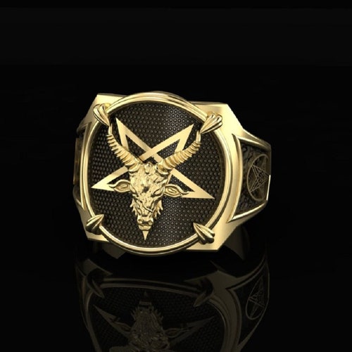 Sigil of Baphomet Inverted Pentagram Satanic Satan Ring - Etsy