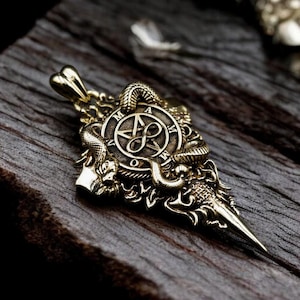 Mammon Pendant With Snake, Sigil Solomon Demon Seal Pendant Protective ...