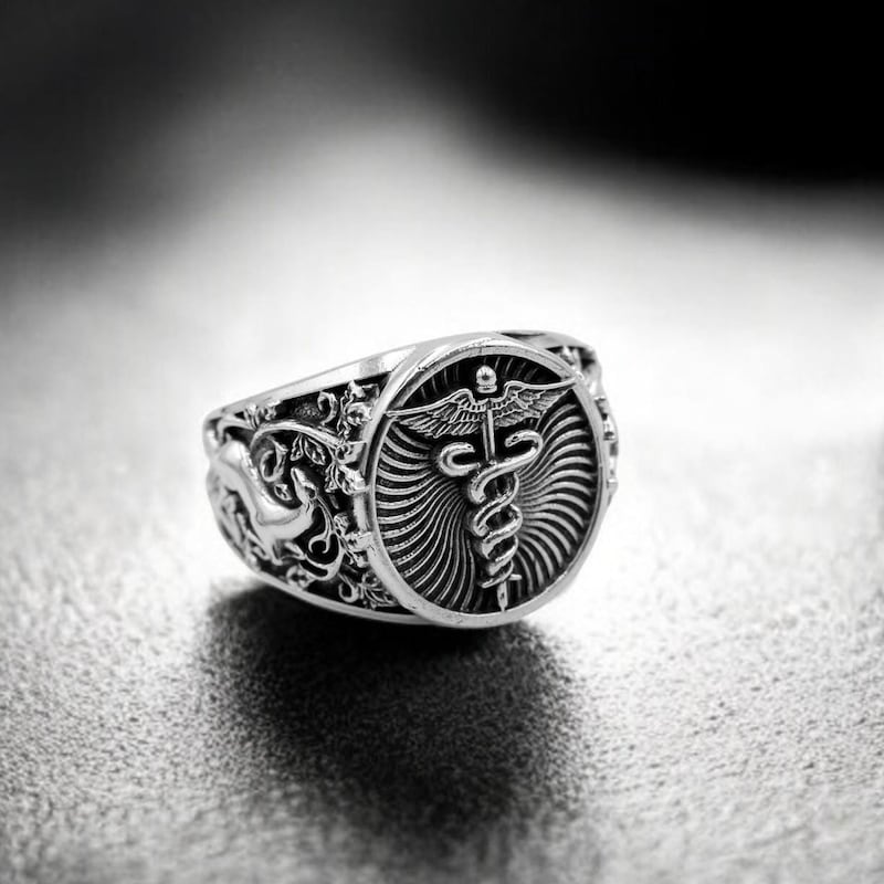 Caduceu Silver Ring - Etsy