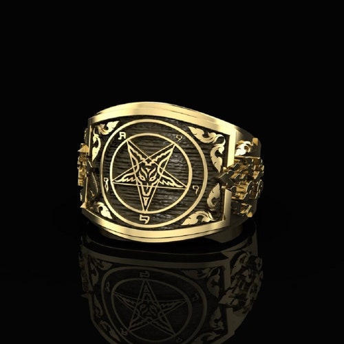 Sigil of Baphomet Inverted Pentagram Satanic Satan Ring - Etsy