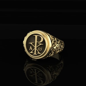 Chi Rho Alpha and Omega Christian Ring Mens Chi Rho Ring - Etsy