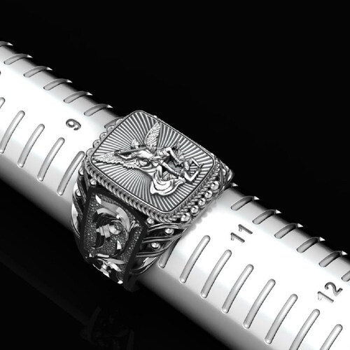 Saint St. Michael the Archangel Mens Ring Saint Michael Ring - Etsy
