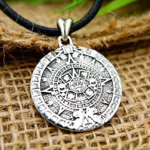 Sterling Silver Aztec Calendar Mayan Sun Charm Pendant - Etsy