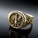 Chi Rho Alpha and Omega Christian Ring, Mens Chi Rho Ring Brass Jewelry ...
