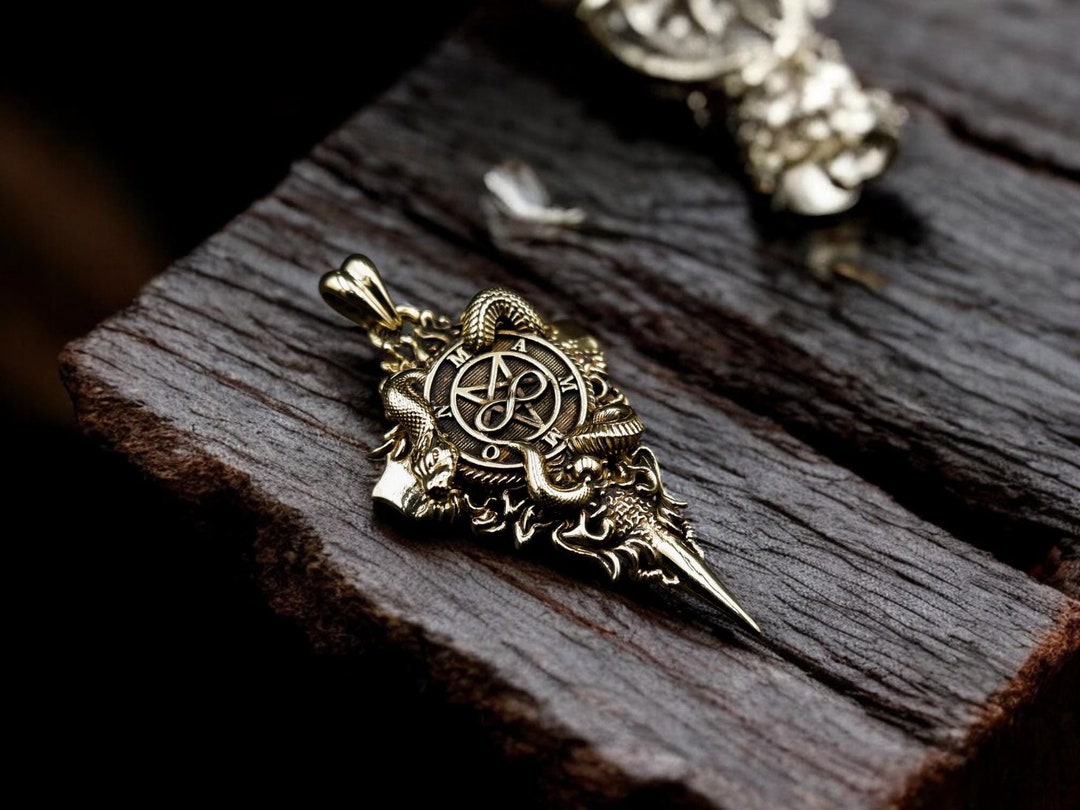 Mammon Pendant With Snake, Sigil Solomon Demon Seal Pendant Protective ...