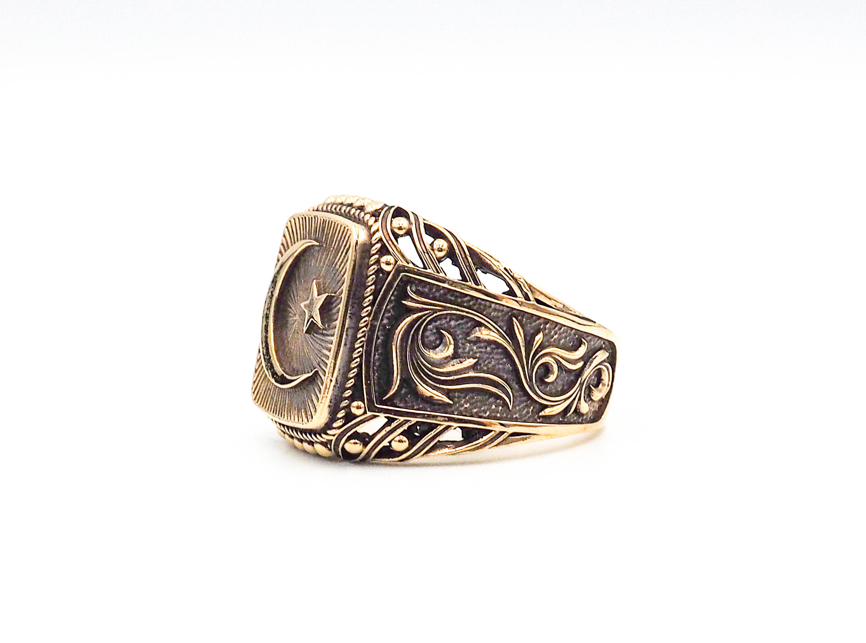 Islam Symbol Star and Crescent Moon Ring Muslim Star Cresant - Etsy