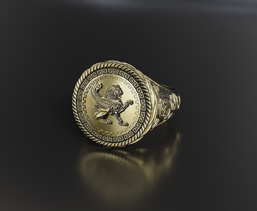 Winged Lion Ring, Lion Men's Ring, Mens Lion Ring, Boho Ring, Lion ...