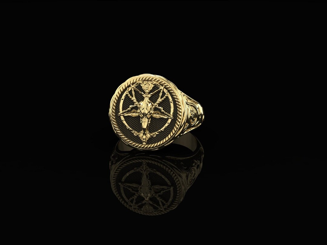 Baphomet Satanic Satan Ring, Gothic Baphomet Ring, Seal of Satan ...