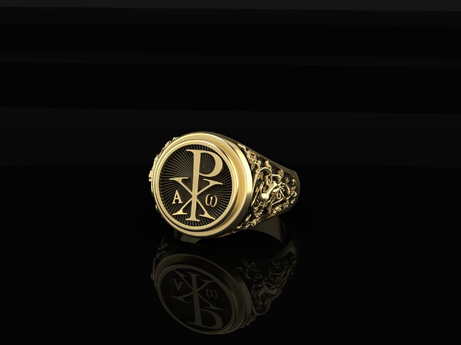 Chi Rho Alpha and Omega Christian Ring Mens Chi Rho Ring - Etsy