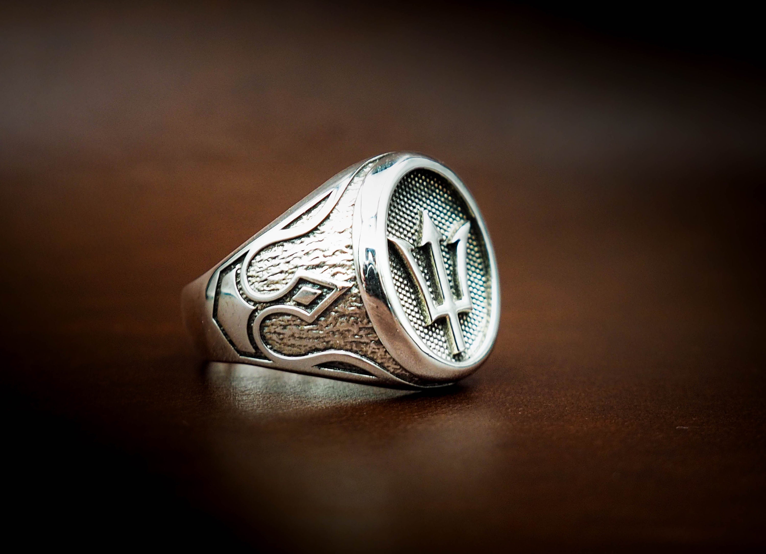 Poseidon Symbol Trident Rings Poseidon Ring Mens Signet Ring - Etsy