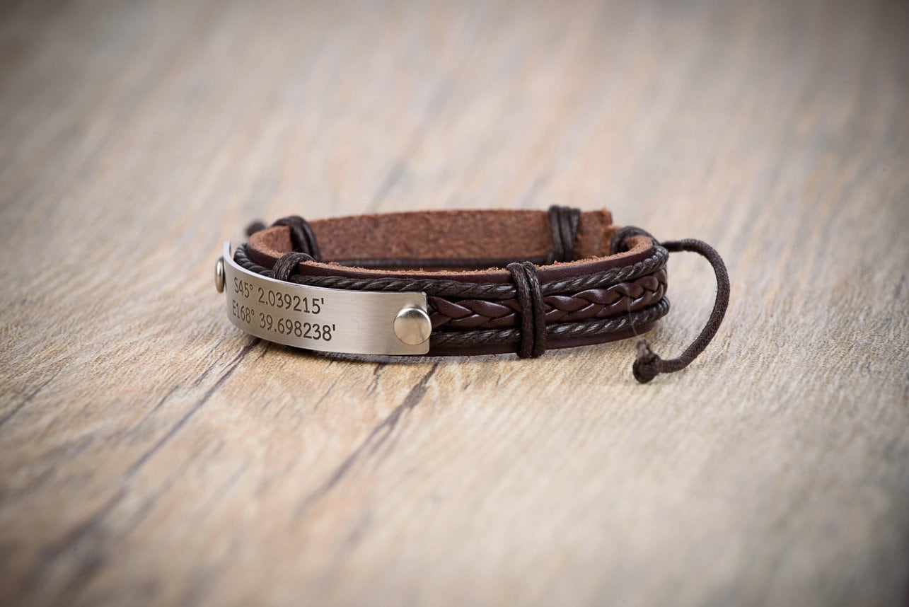 Custom Engraved Bracelet Personalized Leather Bracelet - Etsy