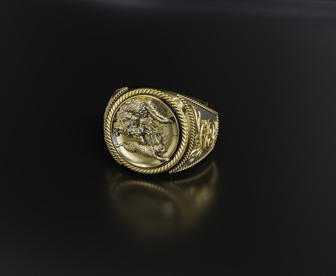 Fox and Hare Ring, Fox Men's Ring, Fox and Rabbit Ring, Fox Hunting ...