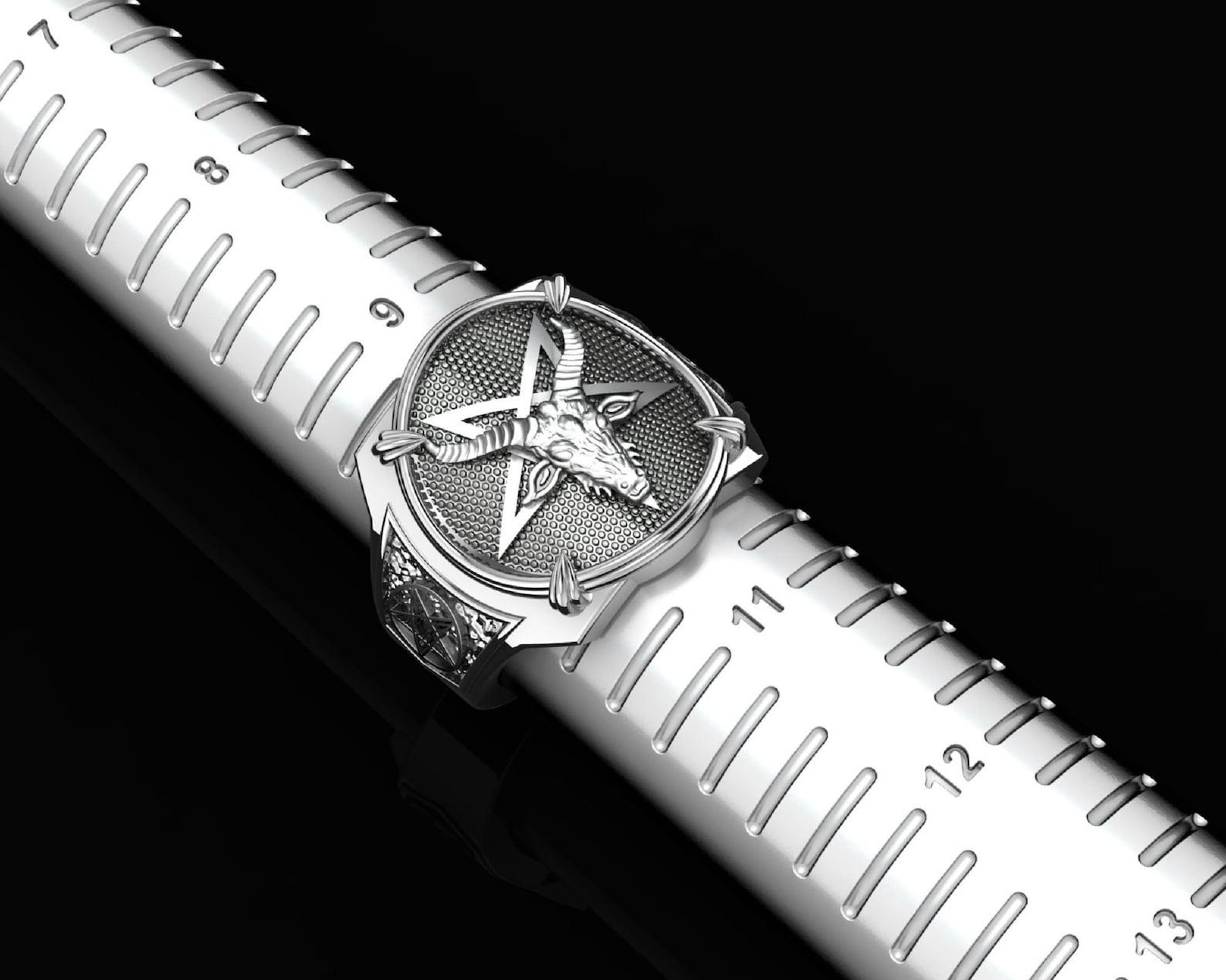 Baphomet Ring Sigil of Baphomet Inverted Pentagram 925 - Etsy