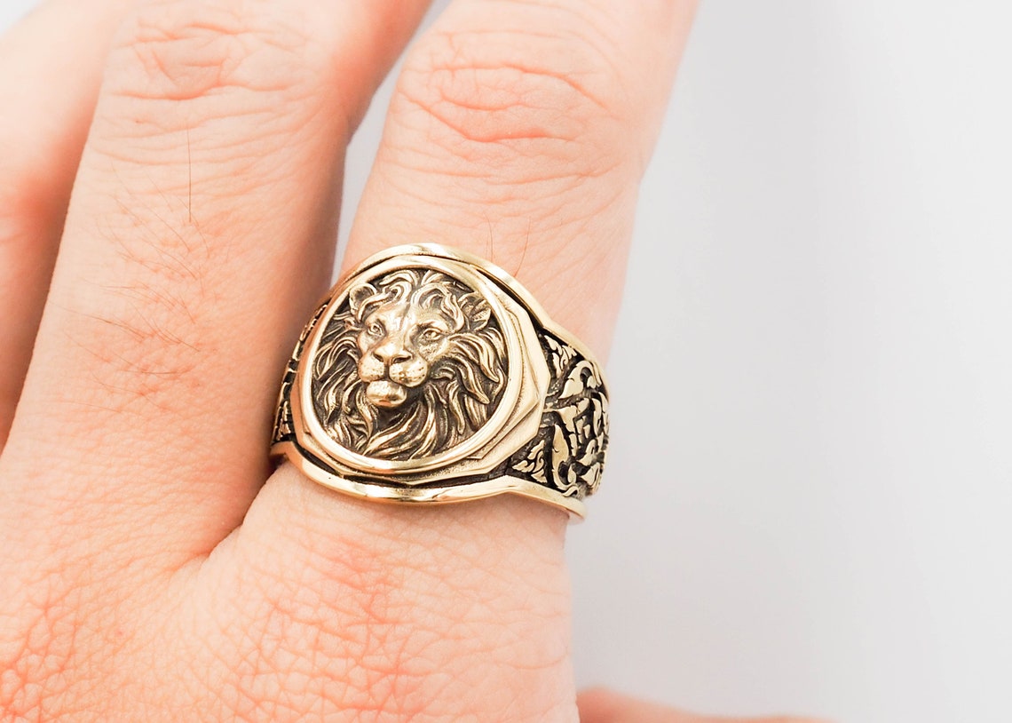 Lion Men's Ring Lion Head Signet Ring African Lion Men - Etsy