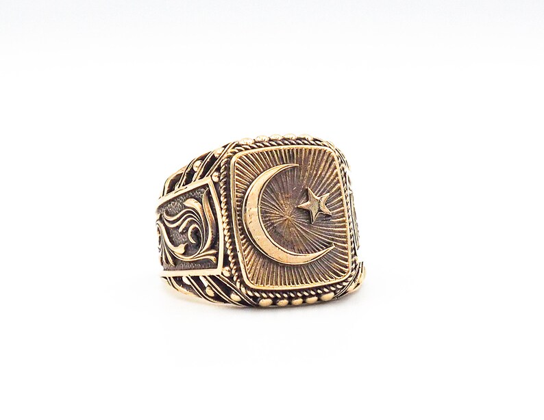 Islam Symbol Star and Crescent Moon Ring Muslim Star Cresant - Etsy
