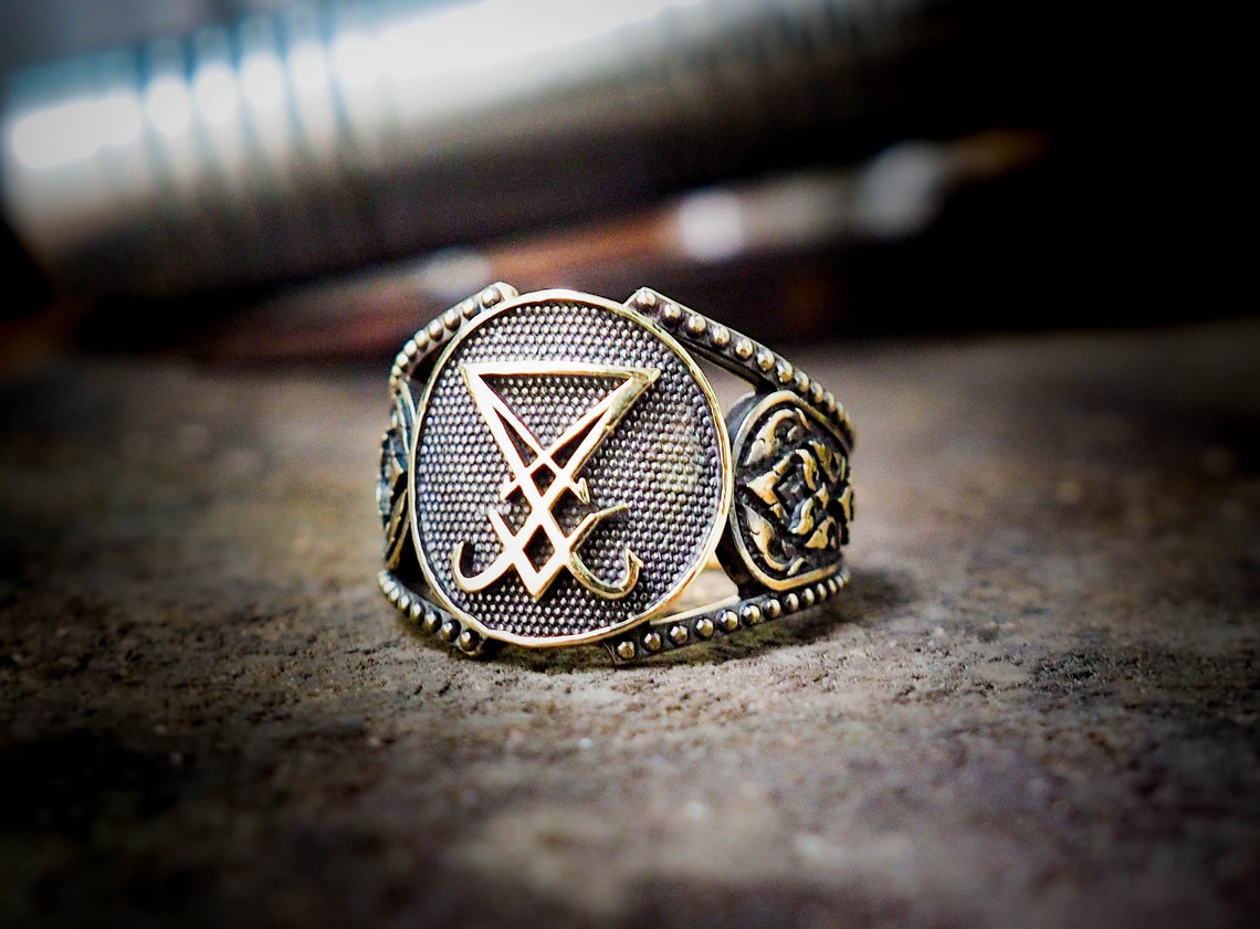 Mens Sigil Lucifer Ring Lucifer Rings Devil Seal of Satan | Etsy