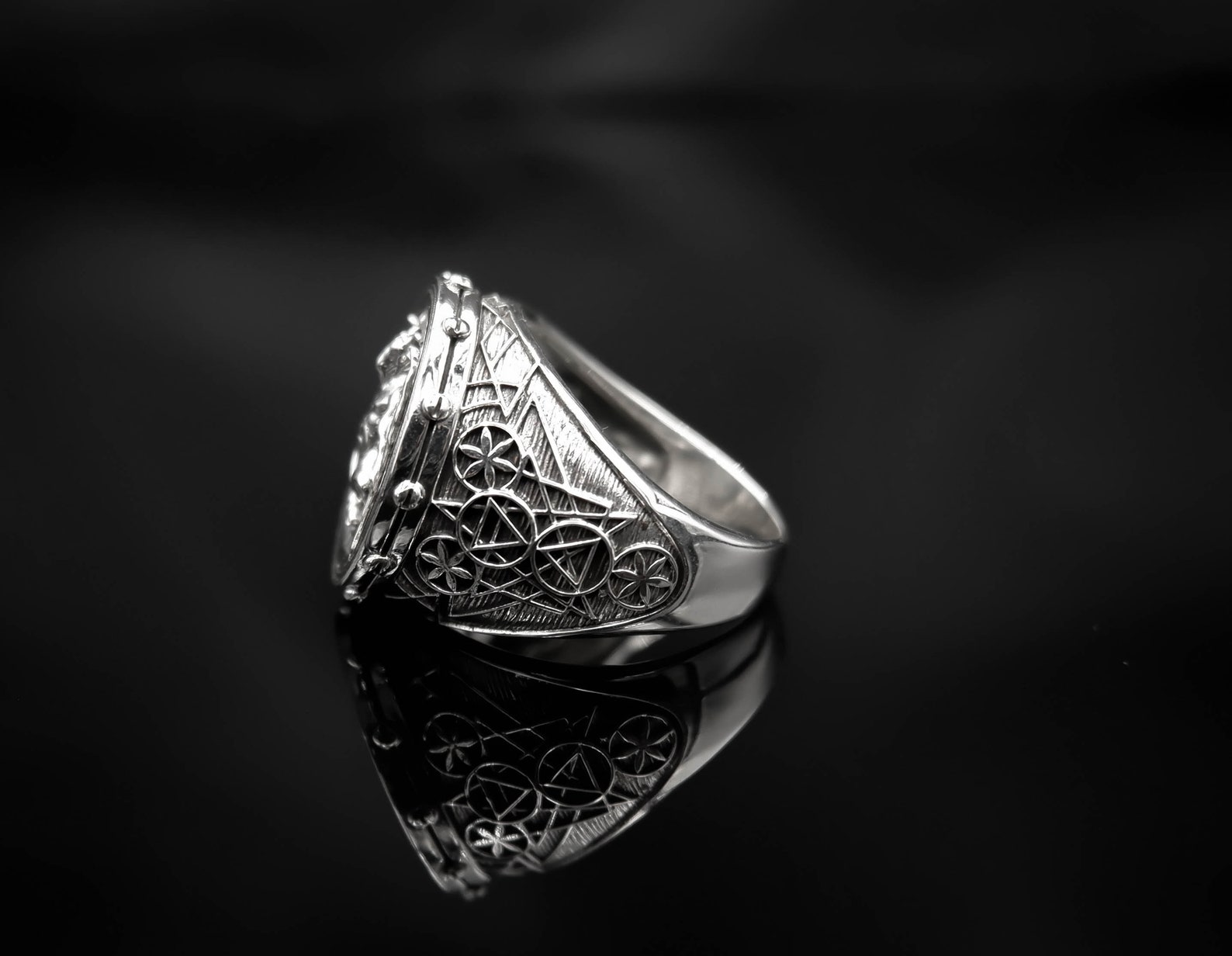925 Sterling Silver Satanic Baphomet Ram Skull Ring - Etsy