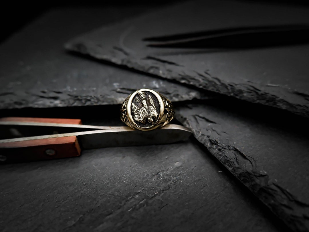 Viking Peregrine Falcon Ring Animal Bird Lover Celtic Norse Brass ...