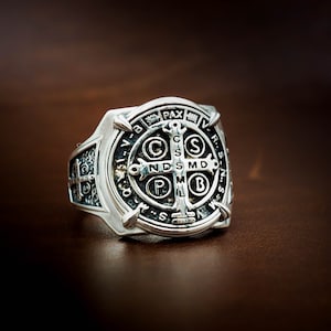 St Benedict Exorcism Cross Demon Protection Rings, St Benedict Ring ...