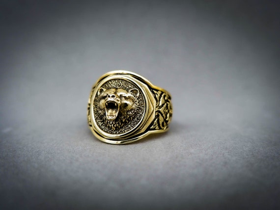 Mens Bear Ring Bear Head Signet Ring Bear Men's Ring - Etsy