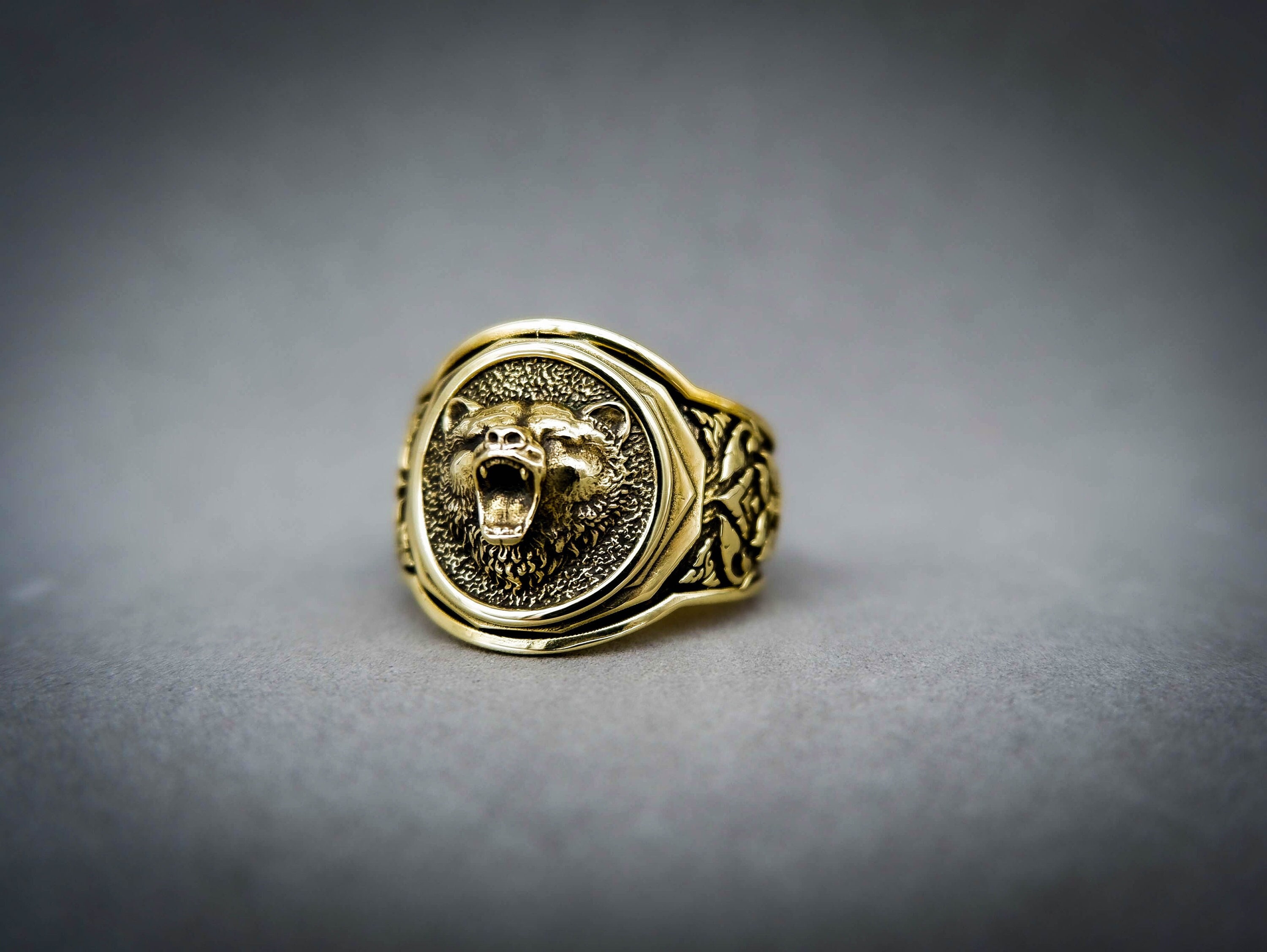 Mens Bear Ring Bear Head Signet Ring Bear Men's Ring - Etsy