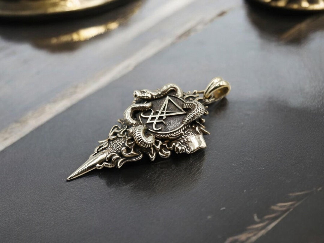Sigil of Lucifer Brass Pendant: Satanic Snake Amulet - Etsy