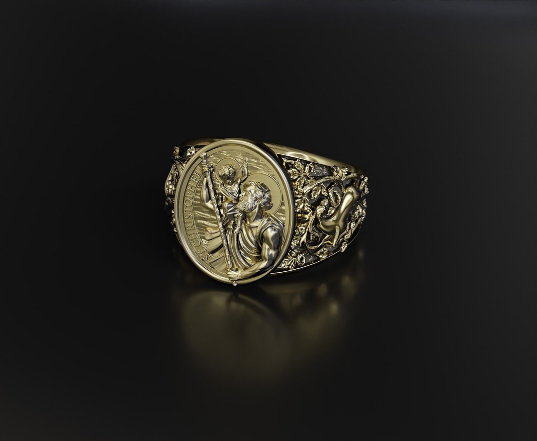 Saint Christopher Men's Ring, St. Christopher Ring, Catholic Ring ...