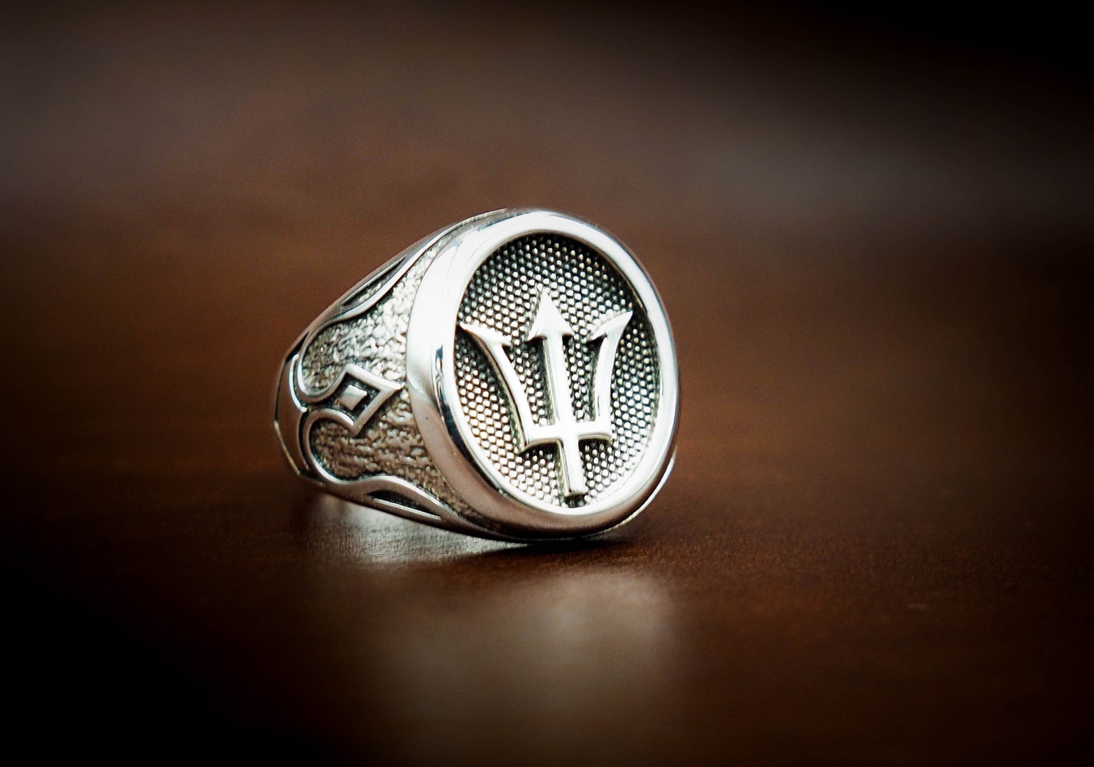 Poseidon Symbol Trident Rings Poseidon Ring Mens Signet Ring - Etsy