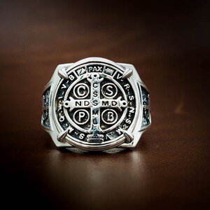 St Benedict Exorcism Cross Demon Protection Rings, St Benedict Ring ...