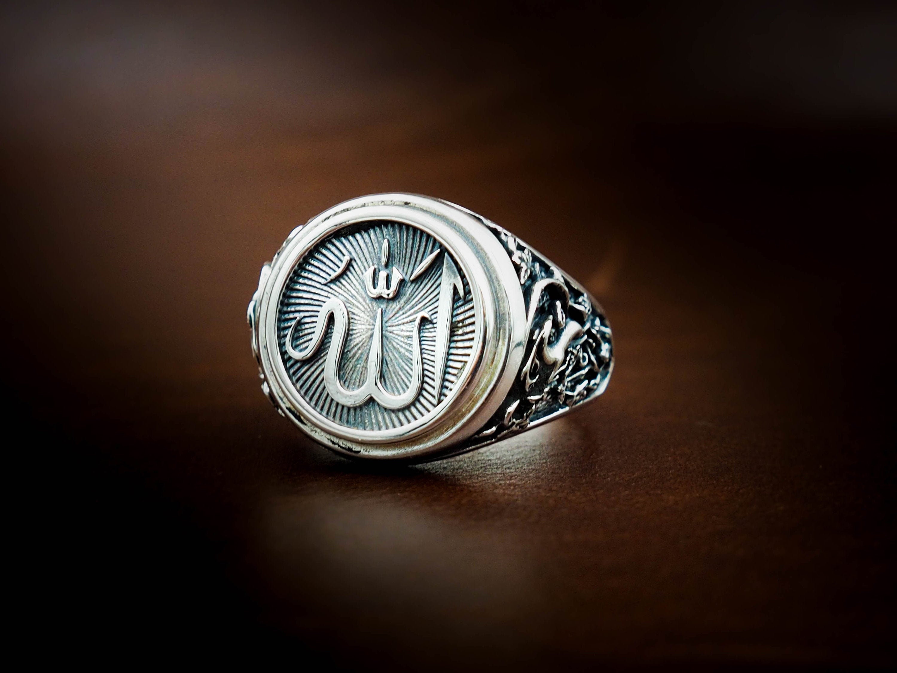 Sterling Silver Allah Ring, Islamic Crescent Design - Etsy UK